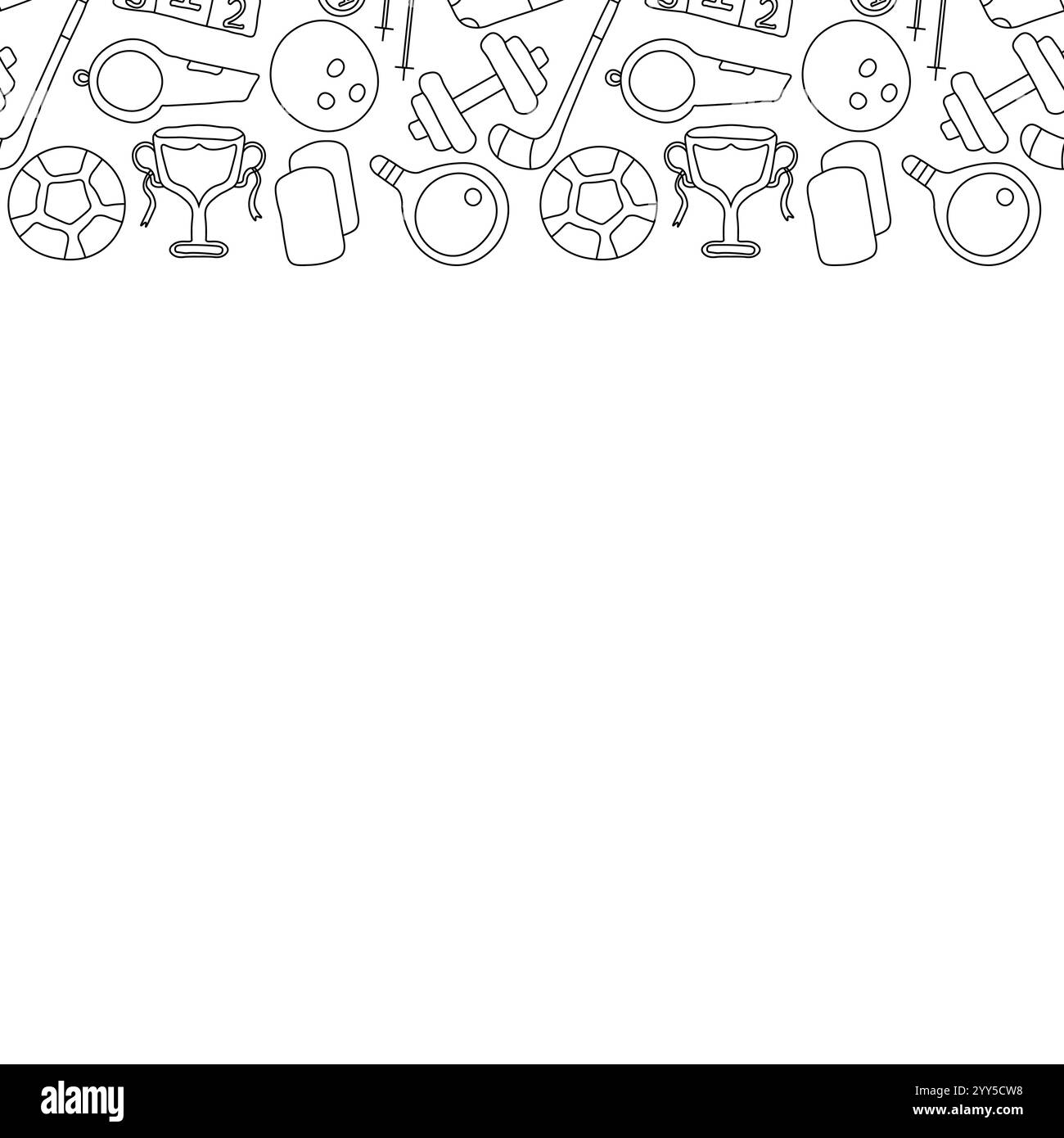 Seamless sport frame. Background with sports icons. Hand drawn sport ...