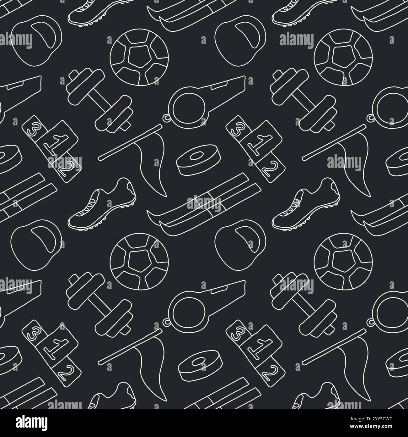 Seamless sport pattern. Background with hand drawn sports icons Stock ...