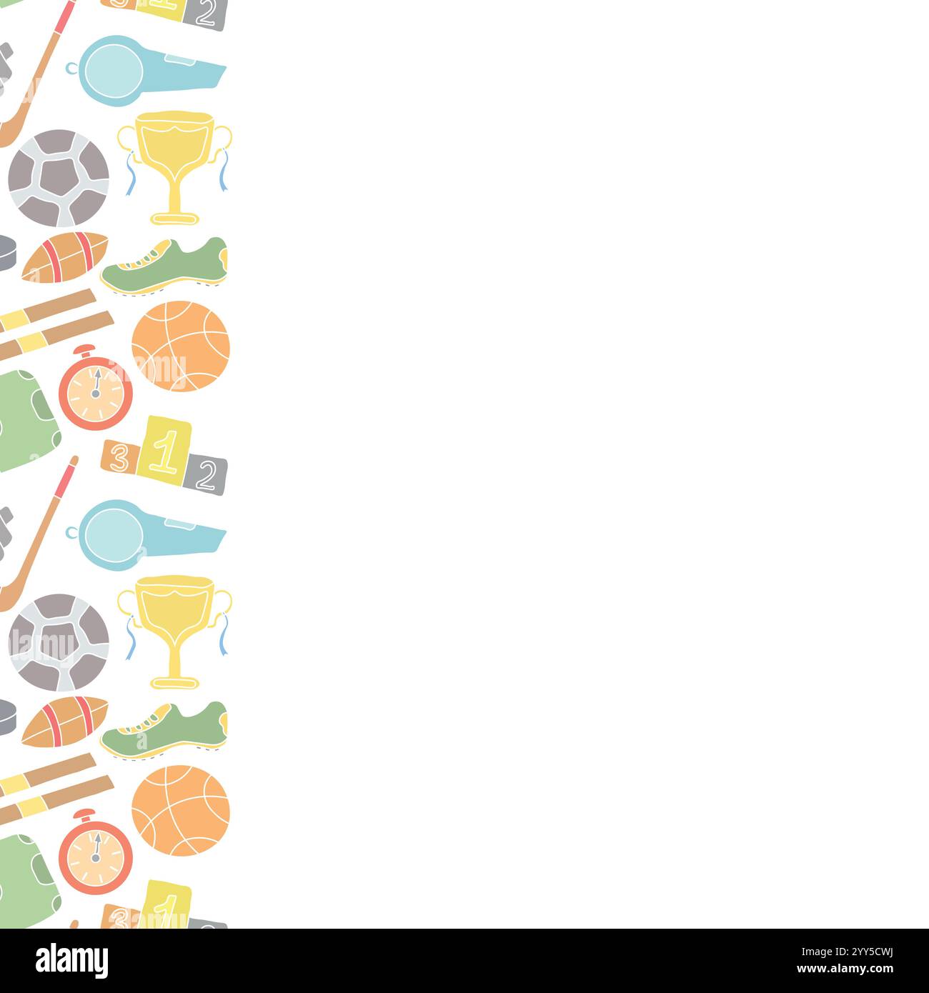 Seamless sport frame. Background with sports icons. Hand drawn sport ...