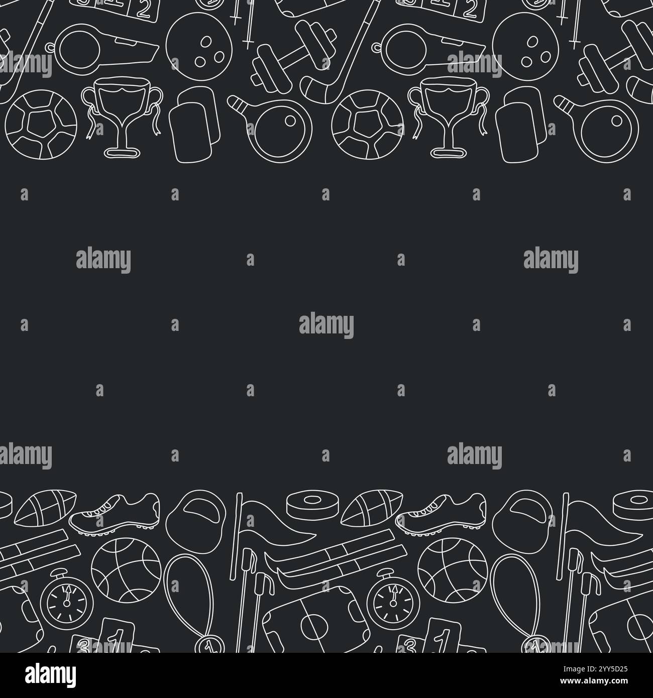 Seamless sport frame. Background with sports icons. Hand drawn sport ...