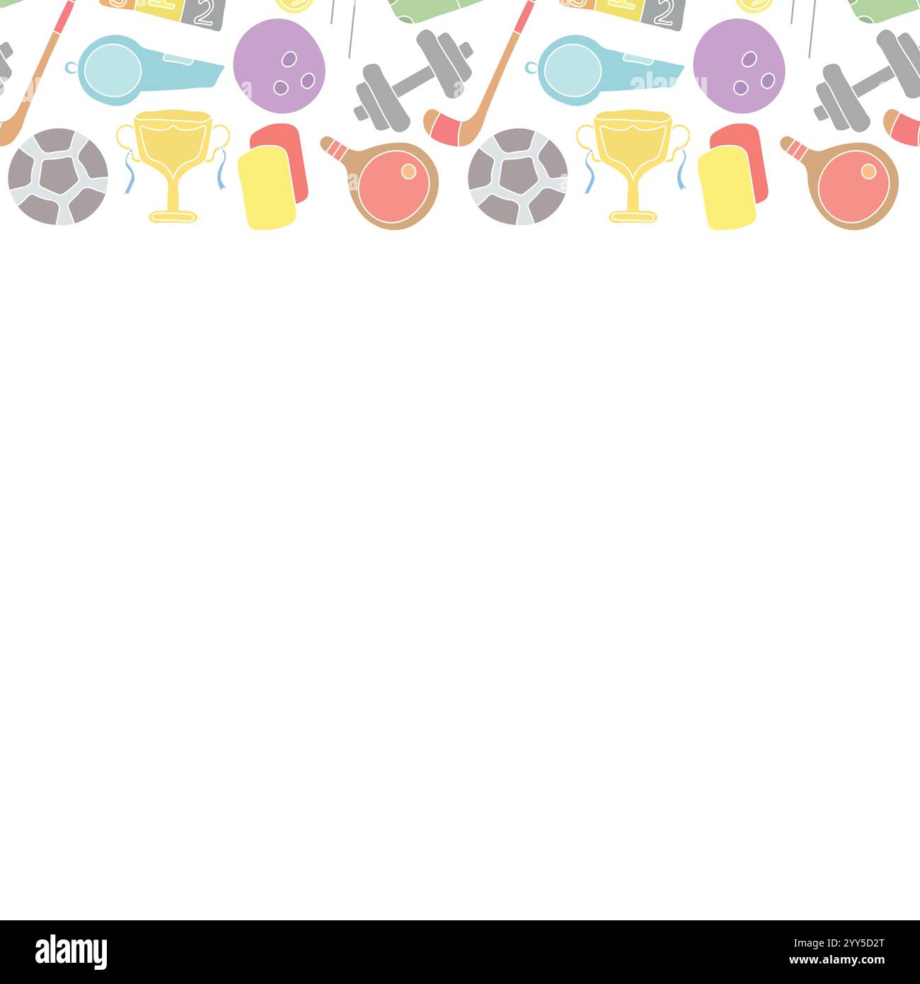 Seamless sport frame. Background with sports icons. Hand drawn sport ...