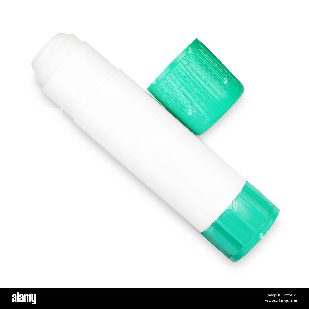 One glue stick and cap isolated on white, top view Stock Photo - Alamy