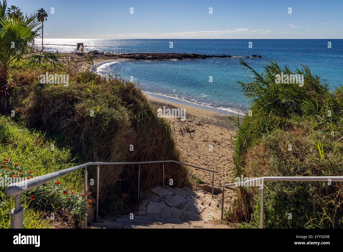 Steps down to the the popular Vrisoudia ΙΙ Beach along the coastal ...