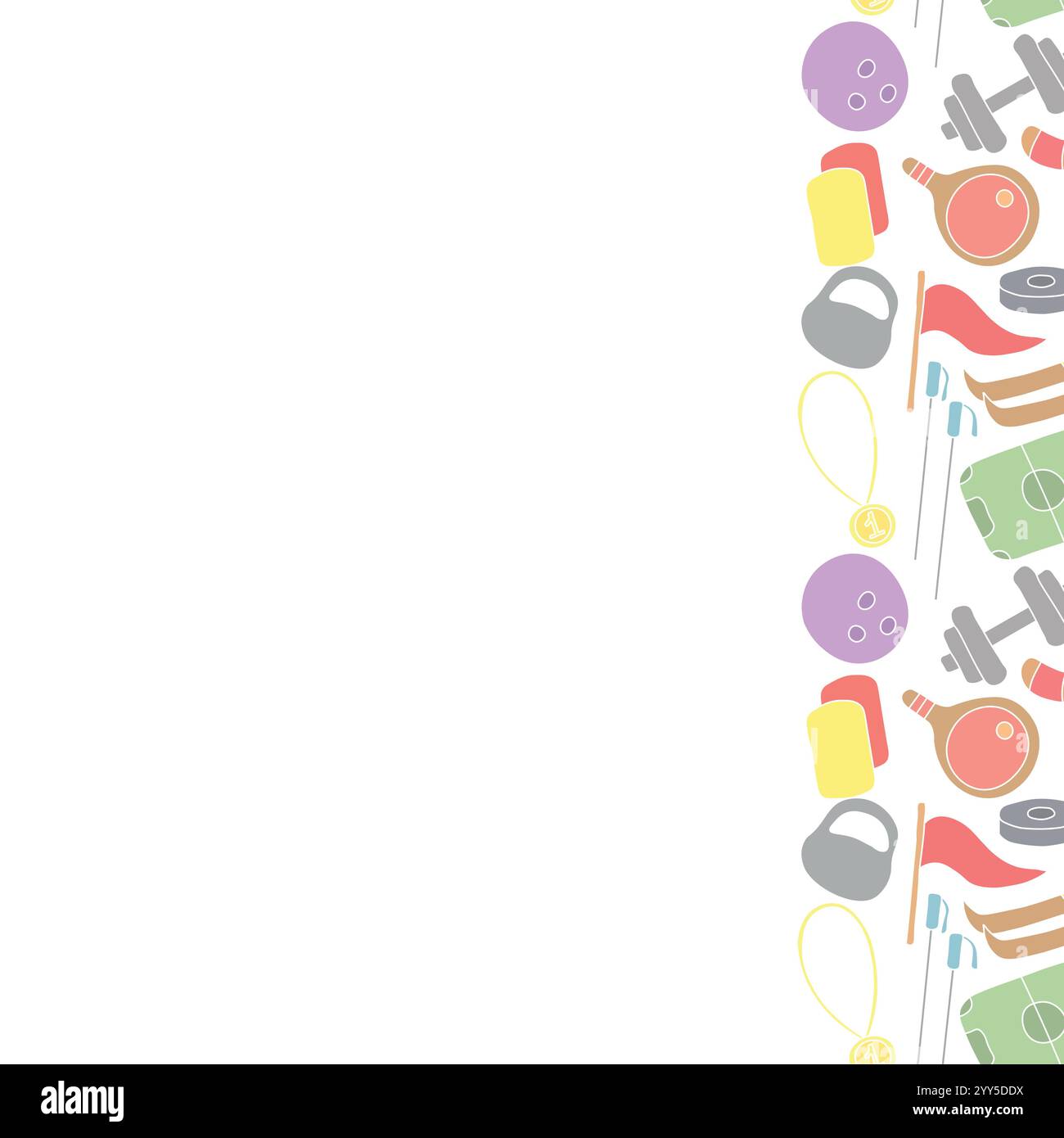 Seamless sport frame. Background with sports icons. Hand drawn sport ...