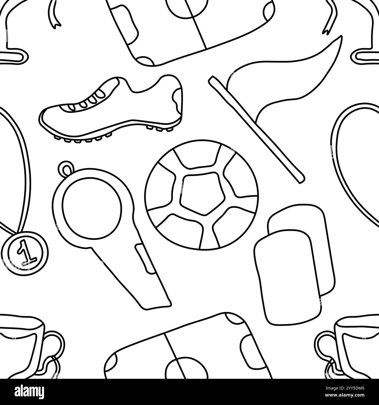 Seamless sport pattern. Background with hand drawn sports icons Stock ...