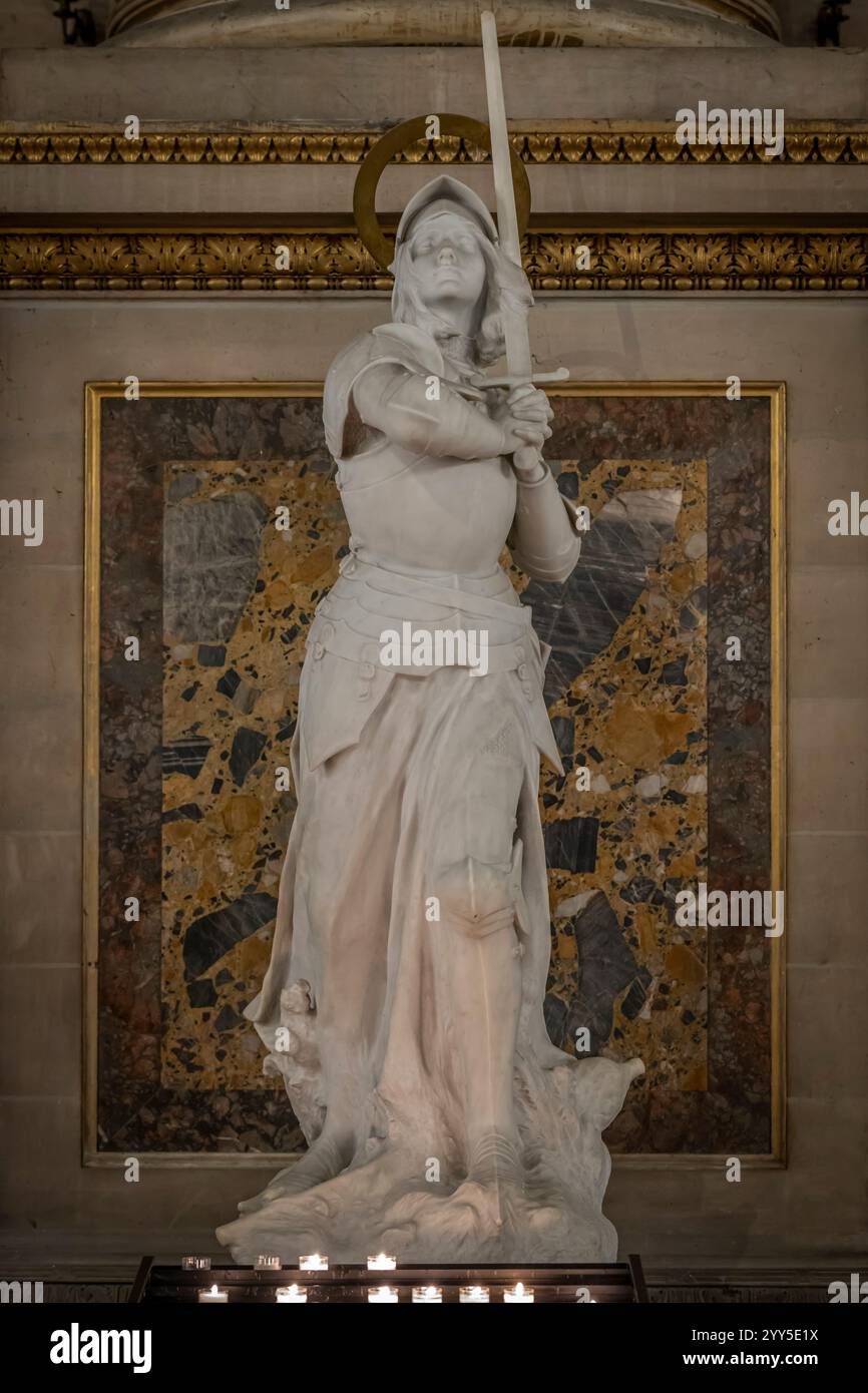 Paris, France - 12 18 2024: View detail of Joan of Arc statue inside ...