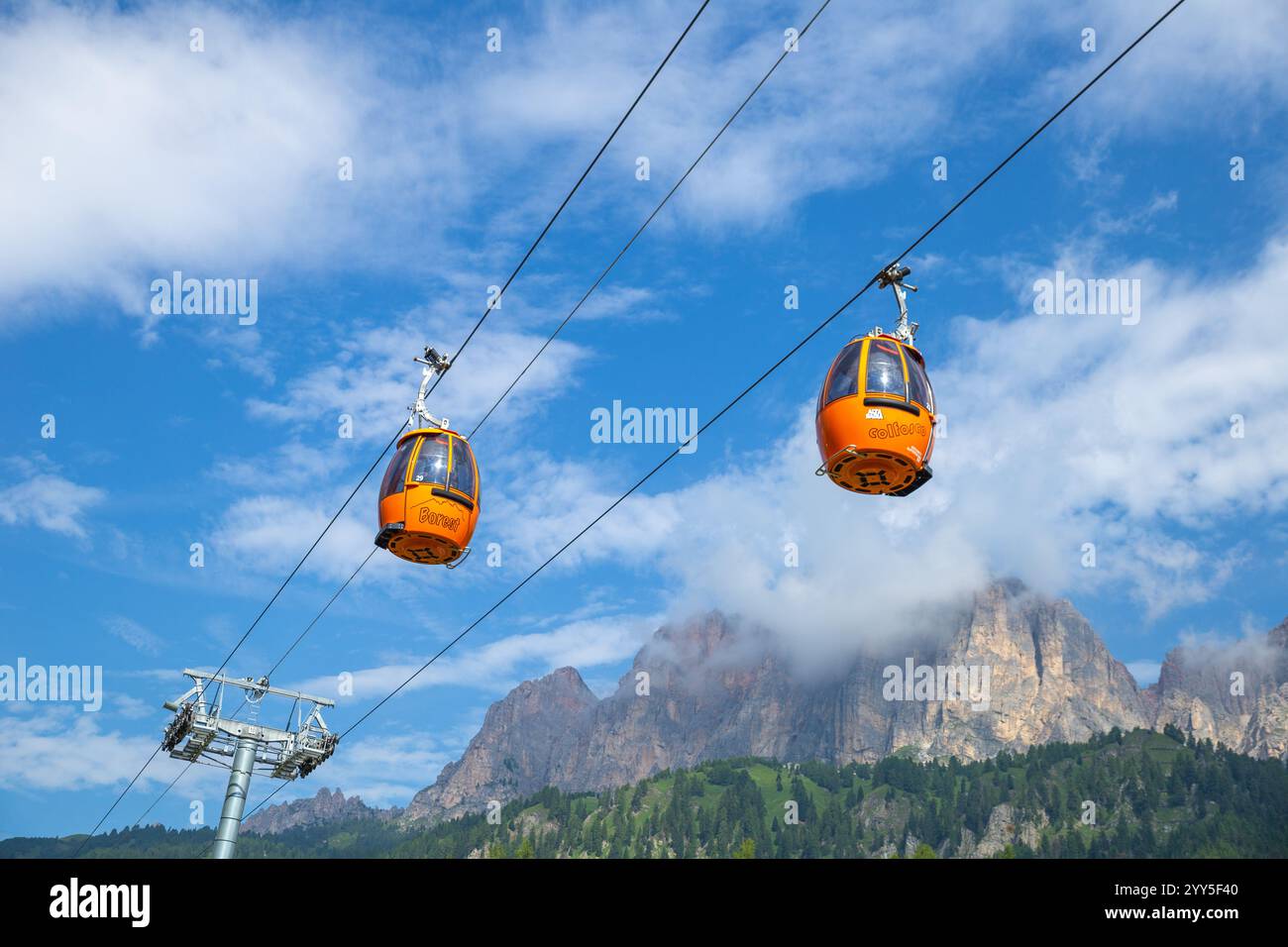 Dolomites, Italy---July 27, 2024: the cable car of Colfosco hanging in ...