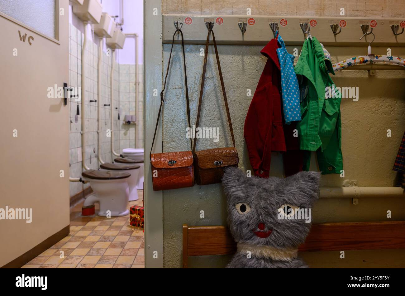 Lutherstadt Wittenberg, Germany. 18th Dec, 2024. View into the toilet ...