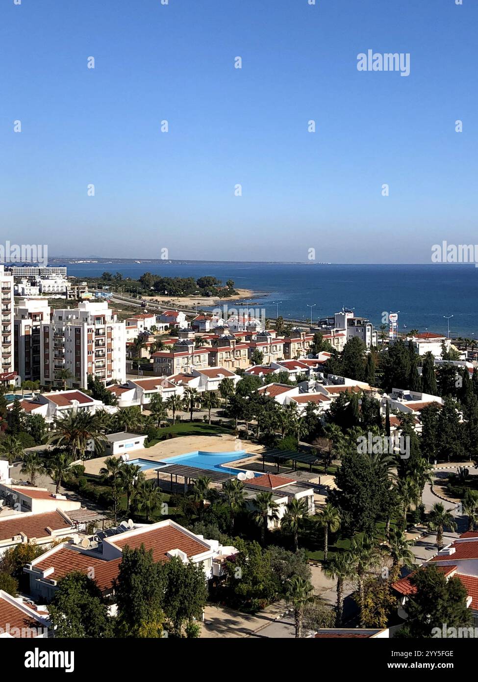 Aerial view of sea and small city in Cyprus Stock Photo - Alamy
