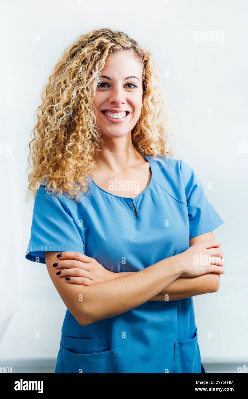 Female Doctor in blue uniform Stock Photo - Alamy