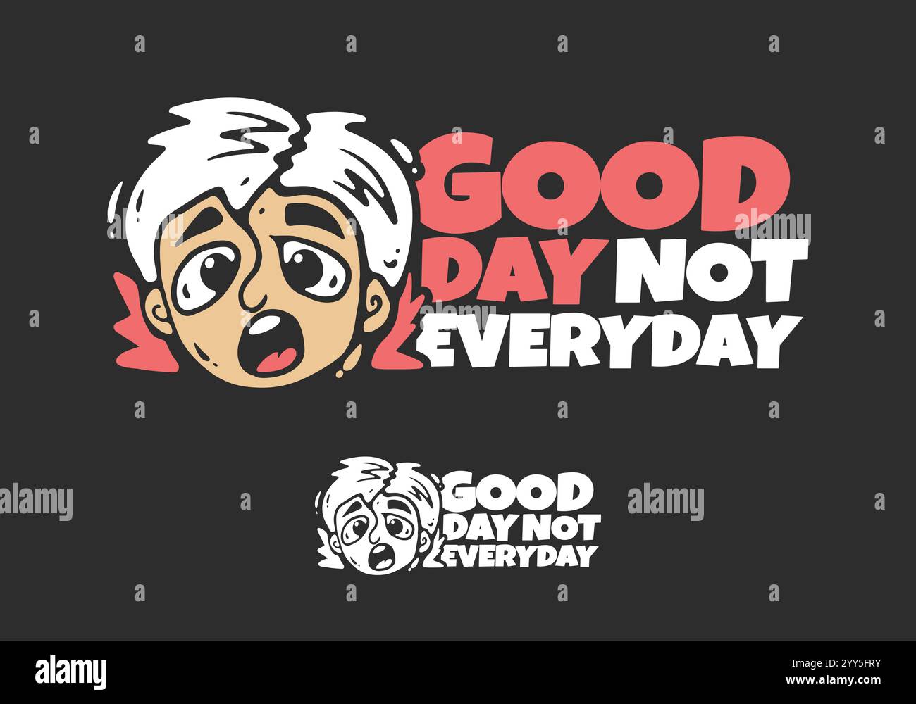 Boy head character with shocked expression, flat illustration. Good day ...