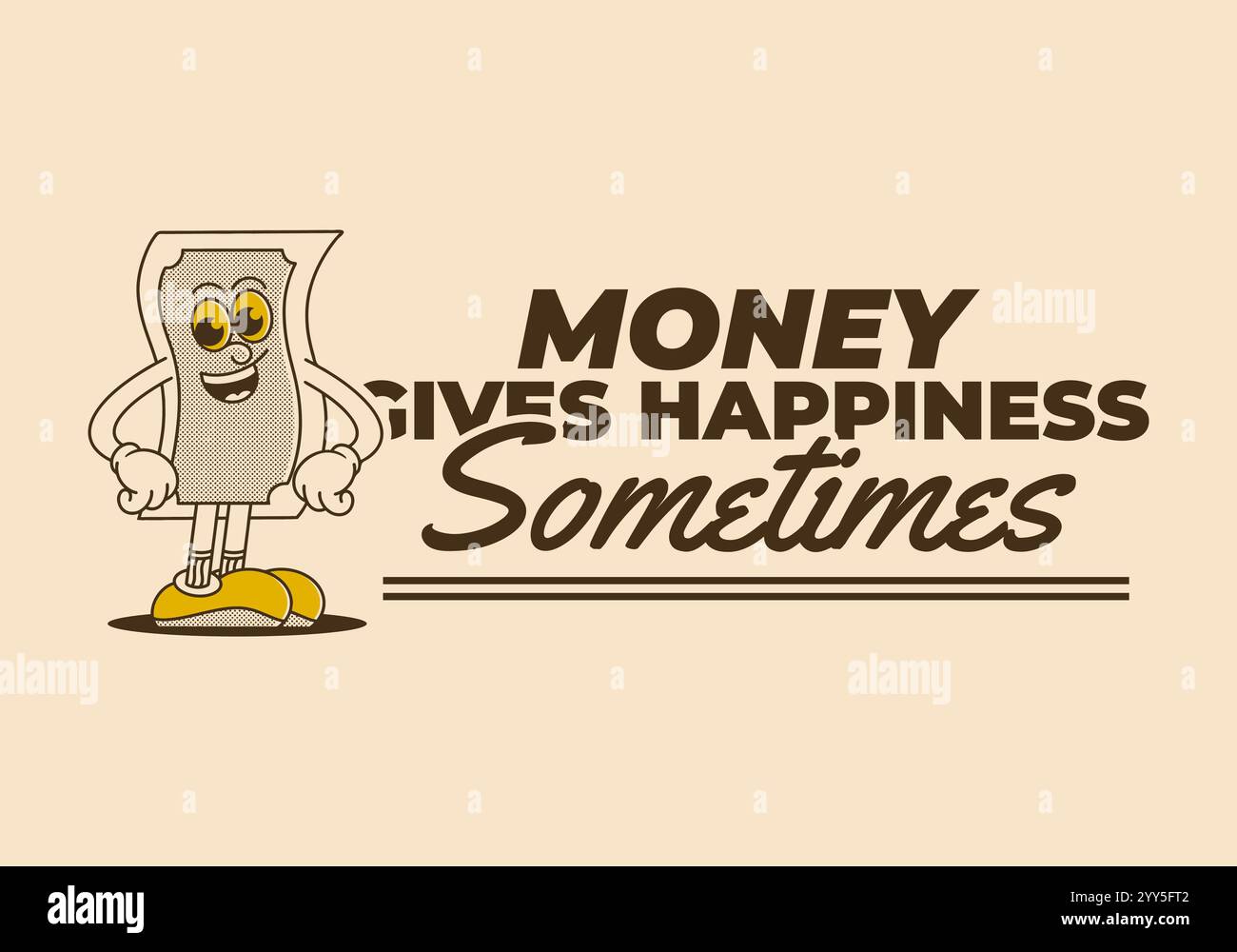 money gives happiness, sometimes. Money mascot character in standing ...