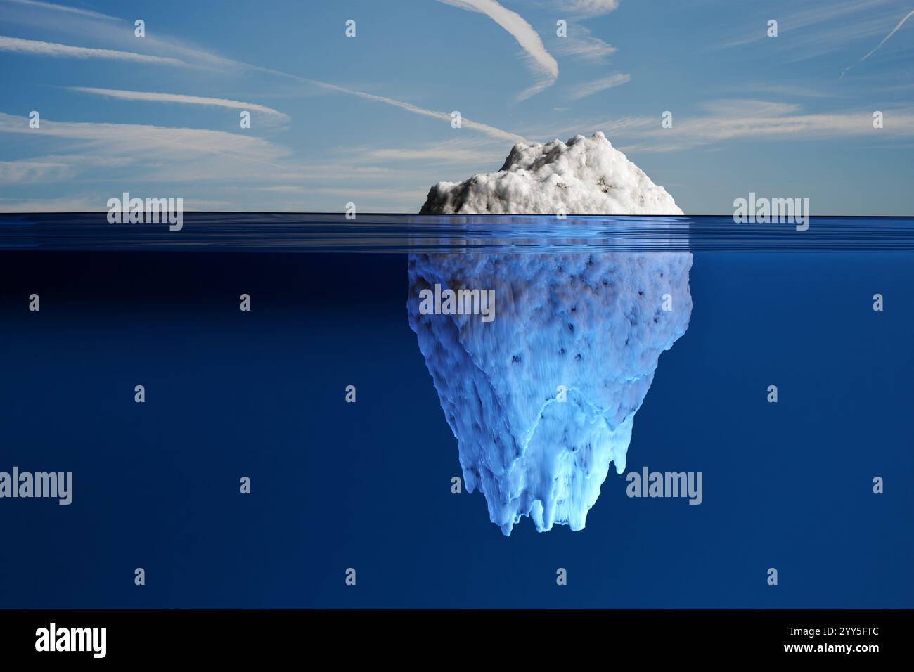 White iceberg exposing small part out of water and hiding most part ...