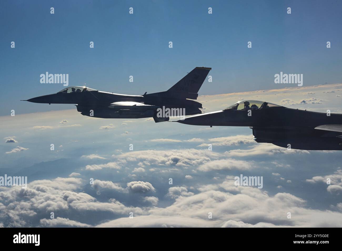 Two U.S. Air Force F-16 Fighting Falcons assigned to the 80th Fighter ...