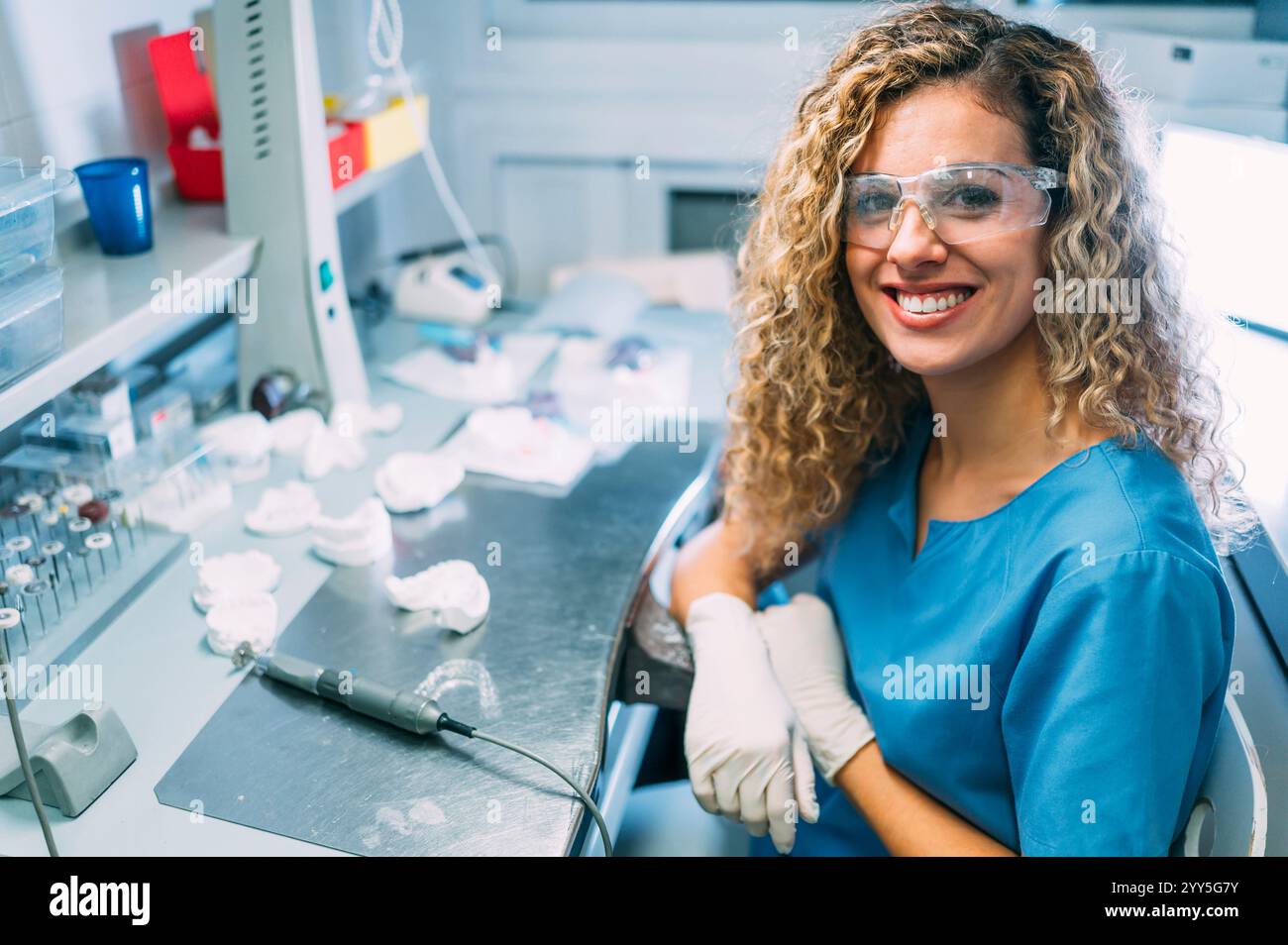 One day with dental female technican in his laboratory Stock Photo - Alamy