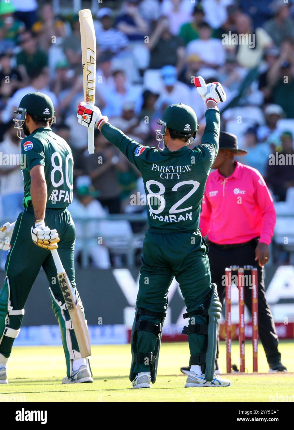 Pakistan batsman Kamran Ghulam, front, celebrates his 50 during the ...