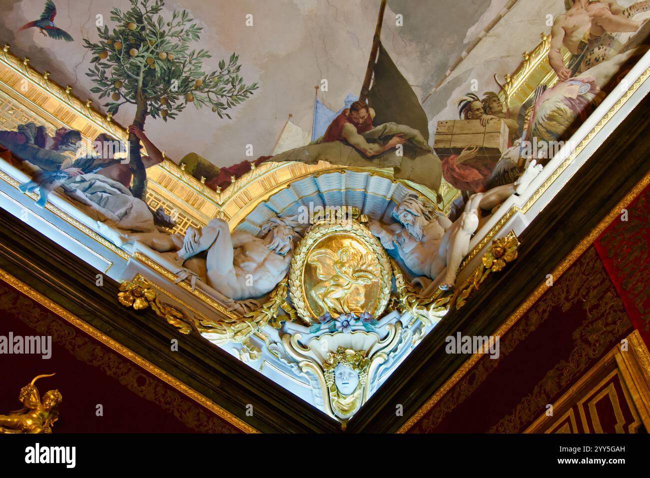 Corner detail of the painted ceiling fresco in the Throne Room by ...