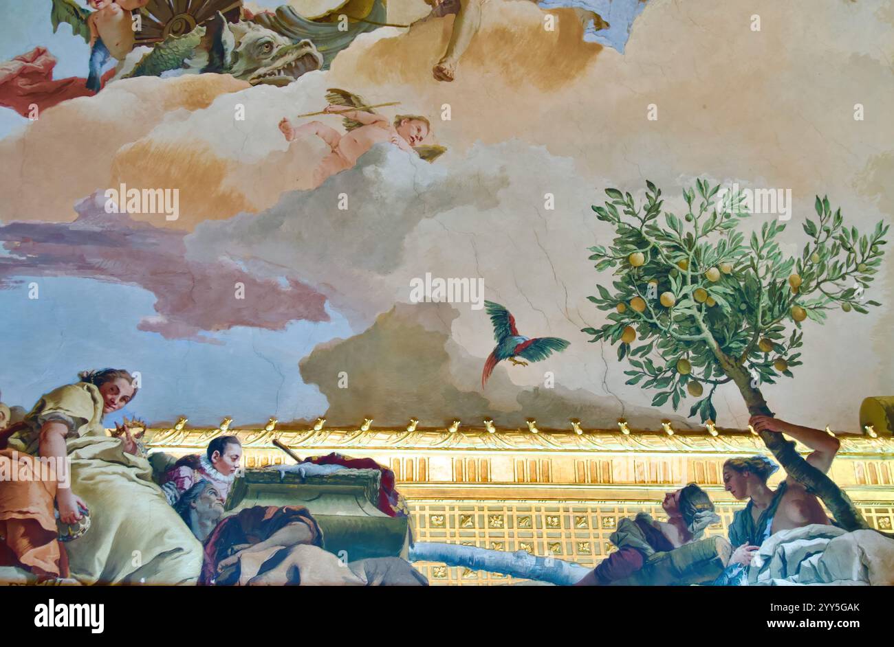 Detail of the painted ceiling fresco in the Throne Room by Italian ...