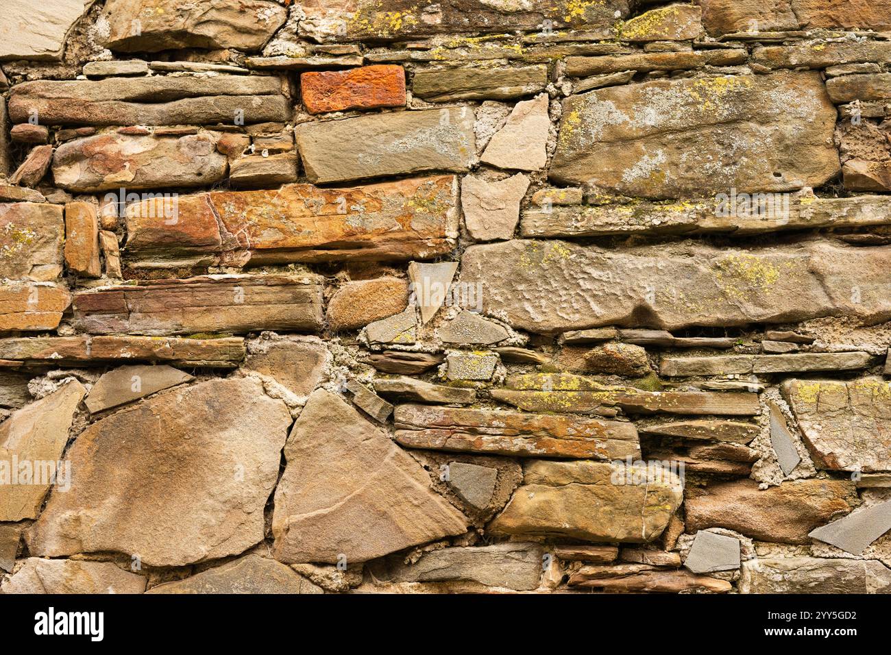 Striped and rectangular stone wall pattern, texture. Horizontal photo ...
