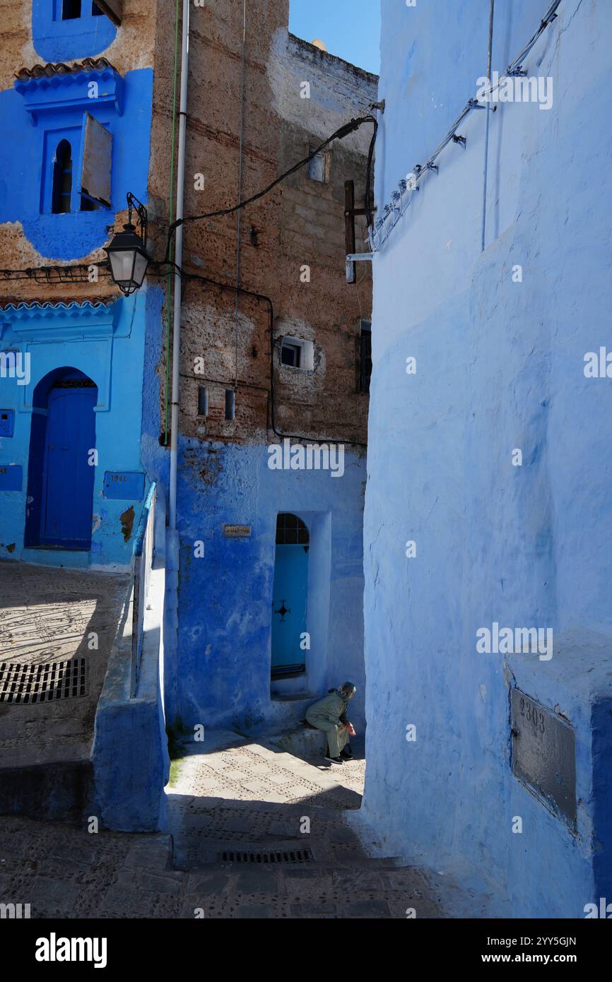 Chefchaouen a city in the Rif montains of Morocco famous for its blue ...
