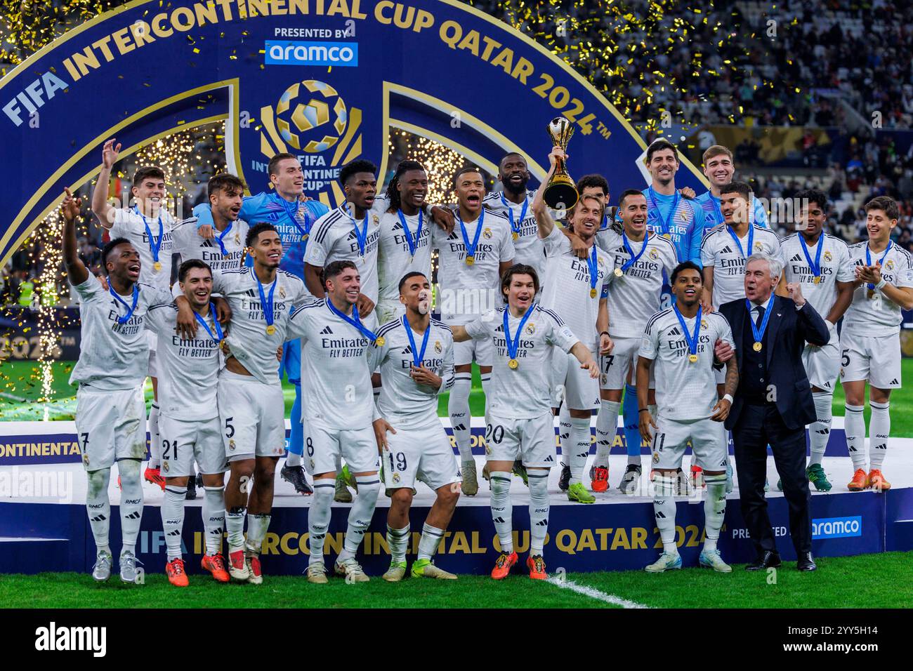 18th December 2024: Doha, Qatar: Luka Modric of Real Madrid lifts the ...