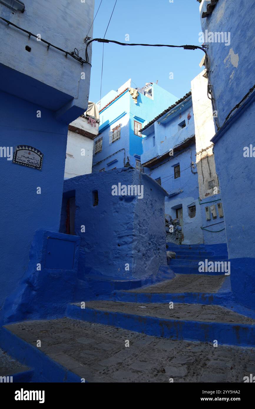 Chefchaouen a city in the Rif montains of Morocco famous for its blue ...