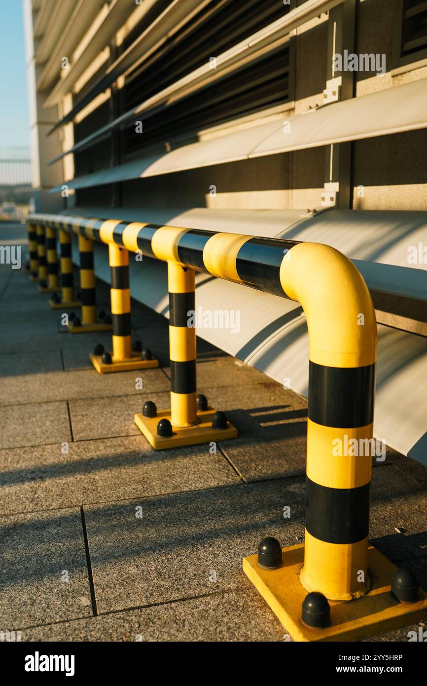 Mock up yellow and black pattern steel barrier isolated on white ...