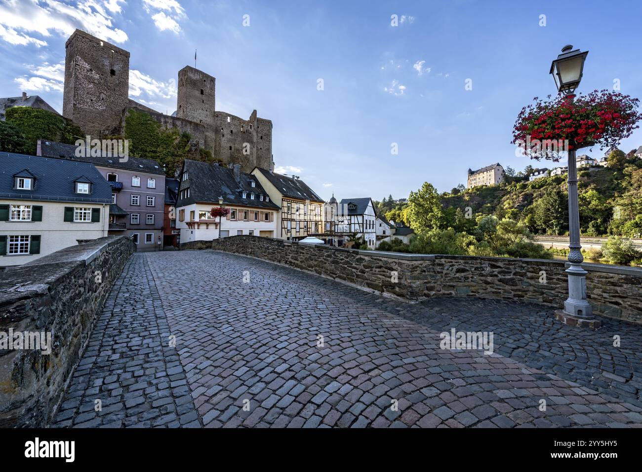 Old Lahn Bridge Romanesque bridge with cobblestones over the river Lahn ...