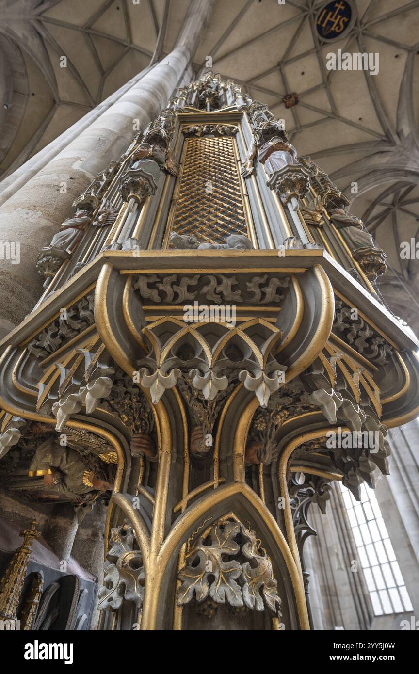 Late Gothic sacrament house in the late Gothic hall church of St George ...