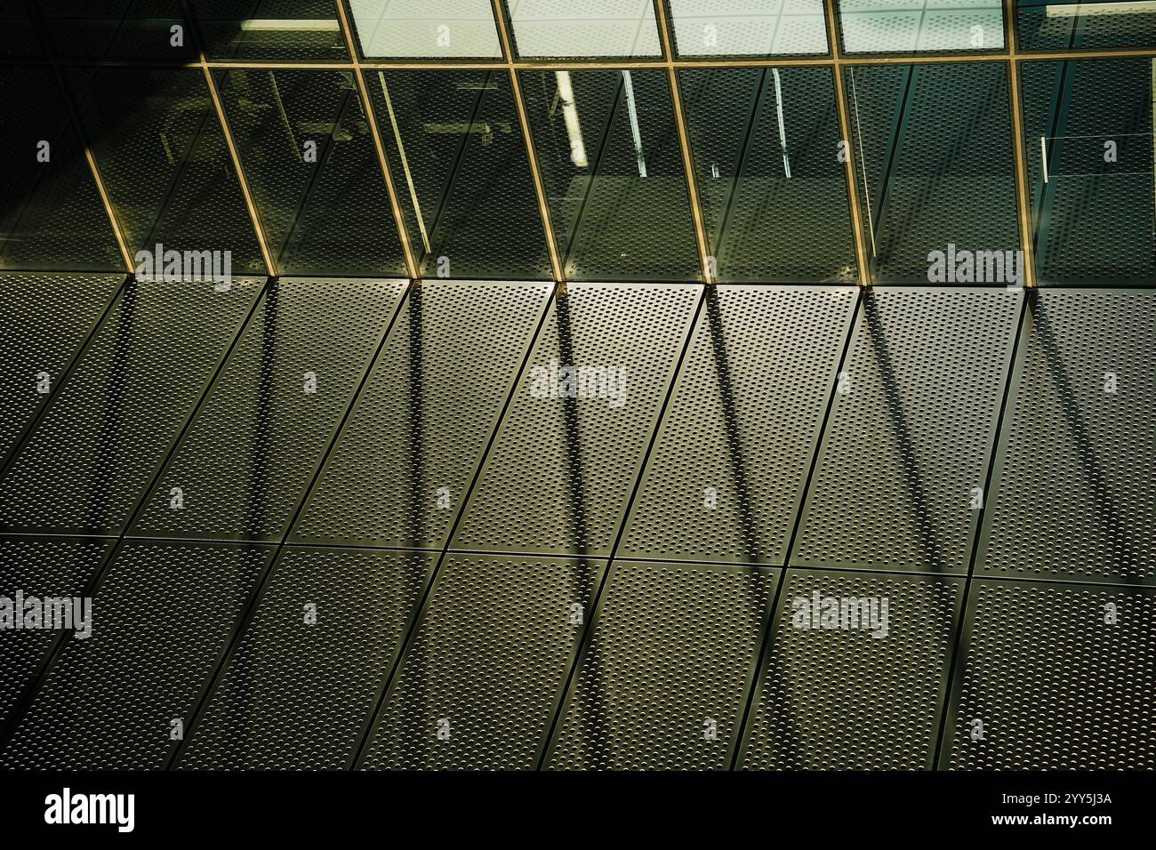 Shadow of stained glass windows in hallway, visual works Stock Photo ...