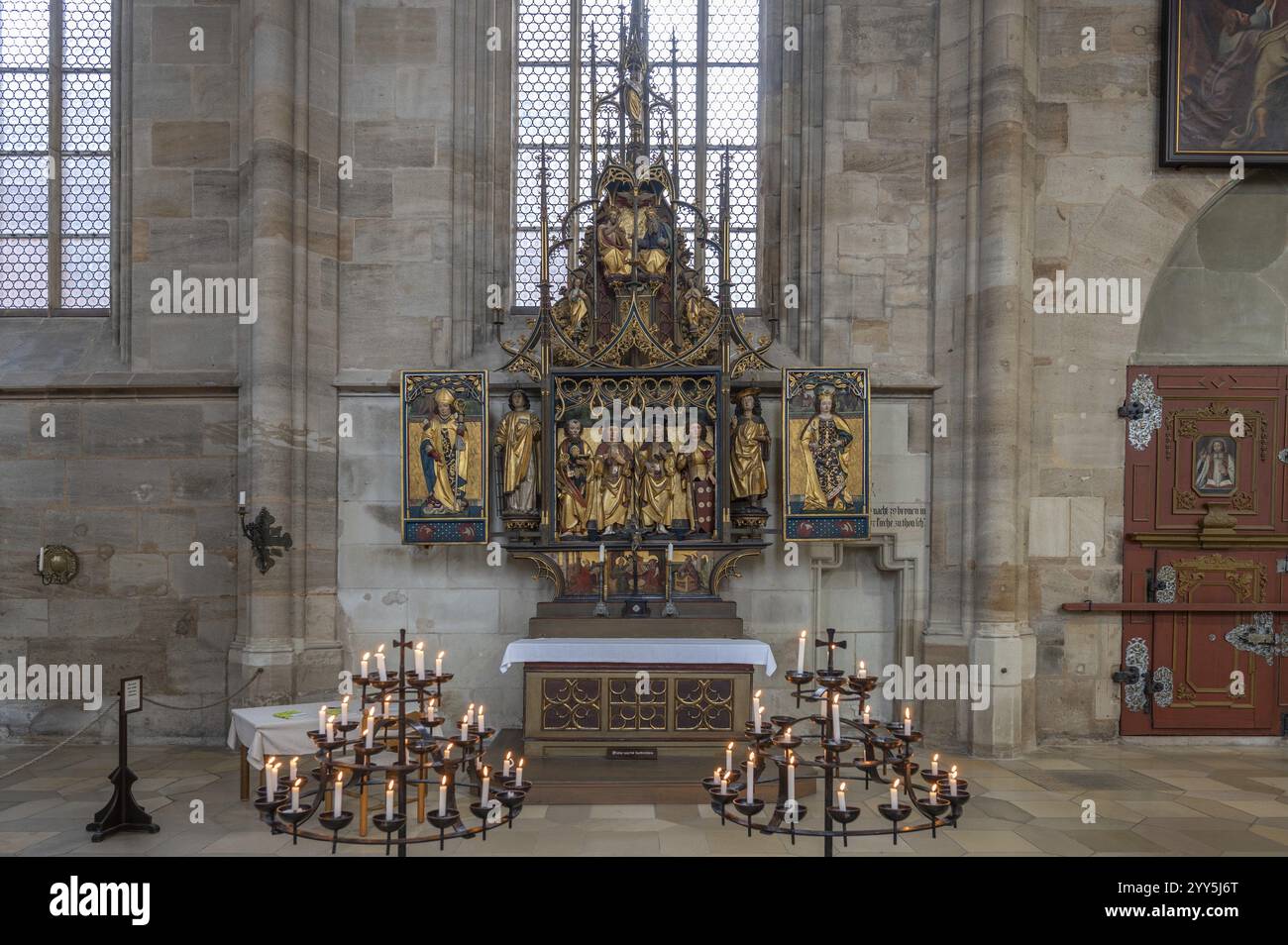 Trinity altar from 1470 in the late Gothic hall church of St George ...