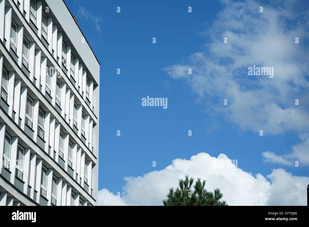 White and grey office buildings in business district. Modern urban ...