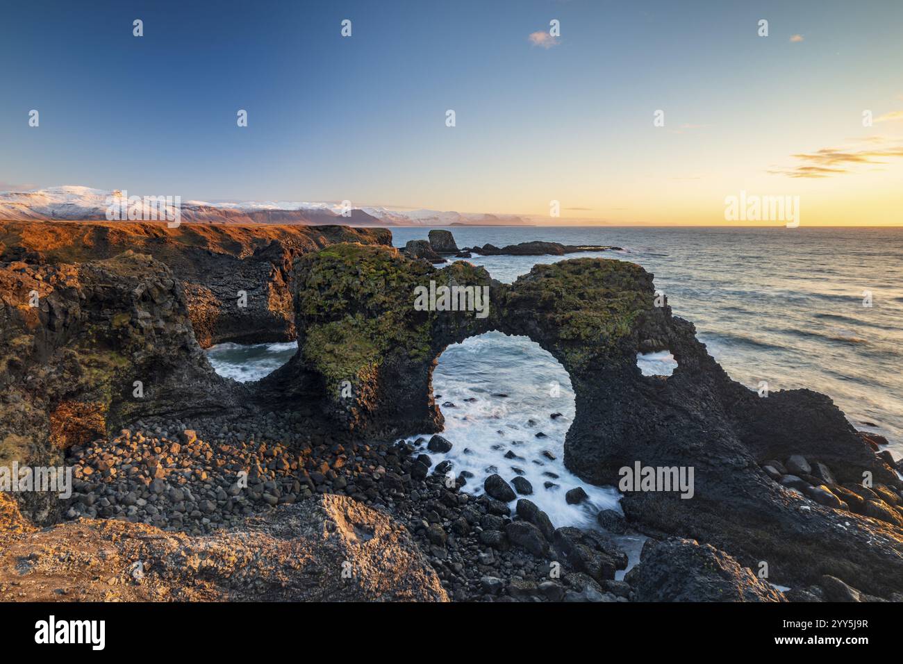 Rock structure, coast near Arnarstapi, Snaefellsnes peninsula ...