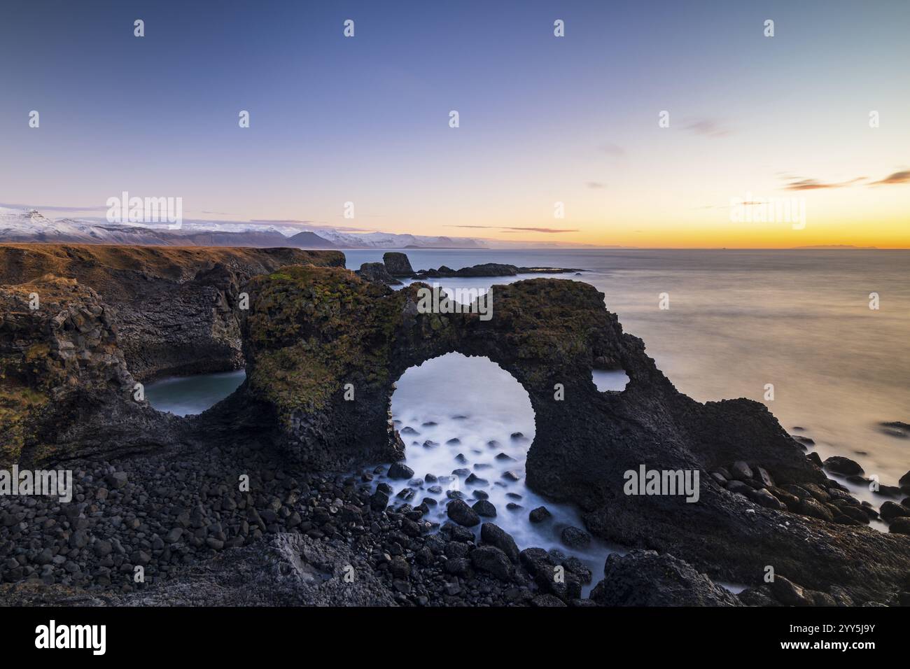 Rock structure, coast near Arnarstapi, Snaefellsnes peninsula ...