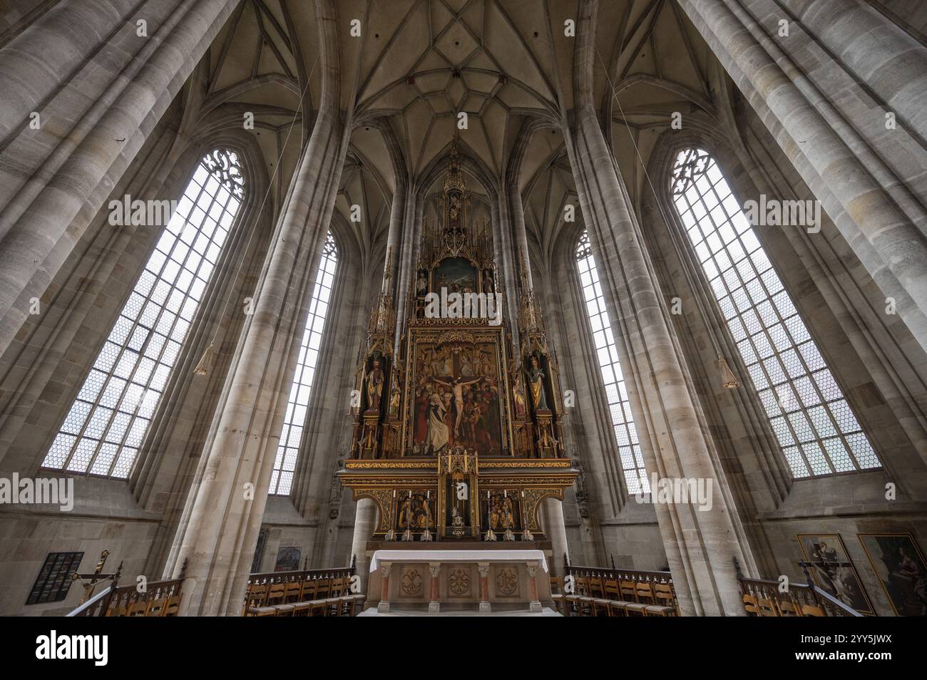High altar, completed in 1642, replaced by neo-Gothic carvings in 1856 ...