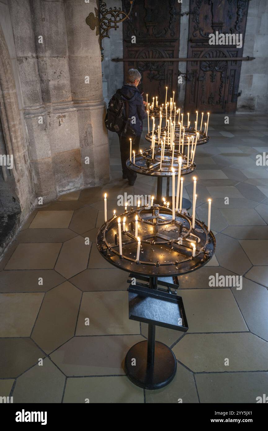 Sacrificial candles in the late Gothic hall church of St George ...