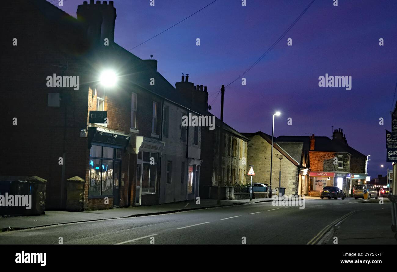 Night images of the seaside town of Seahouses, Northumberland, UK Stock ...