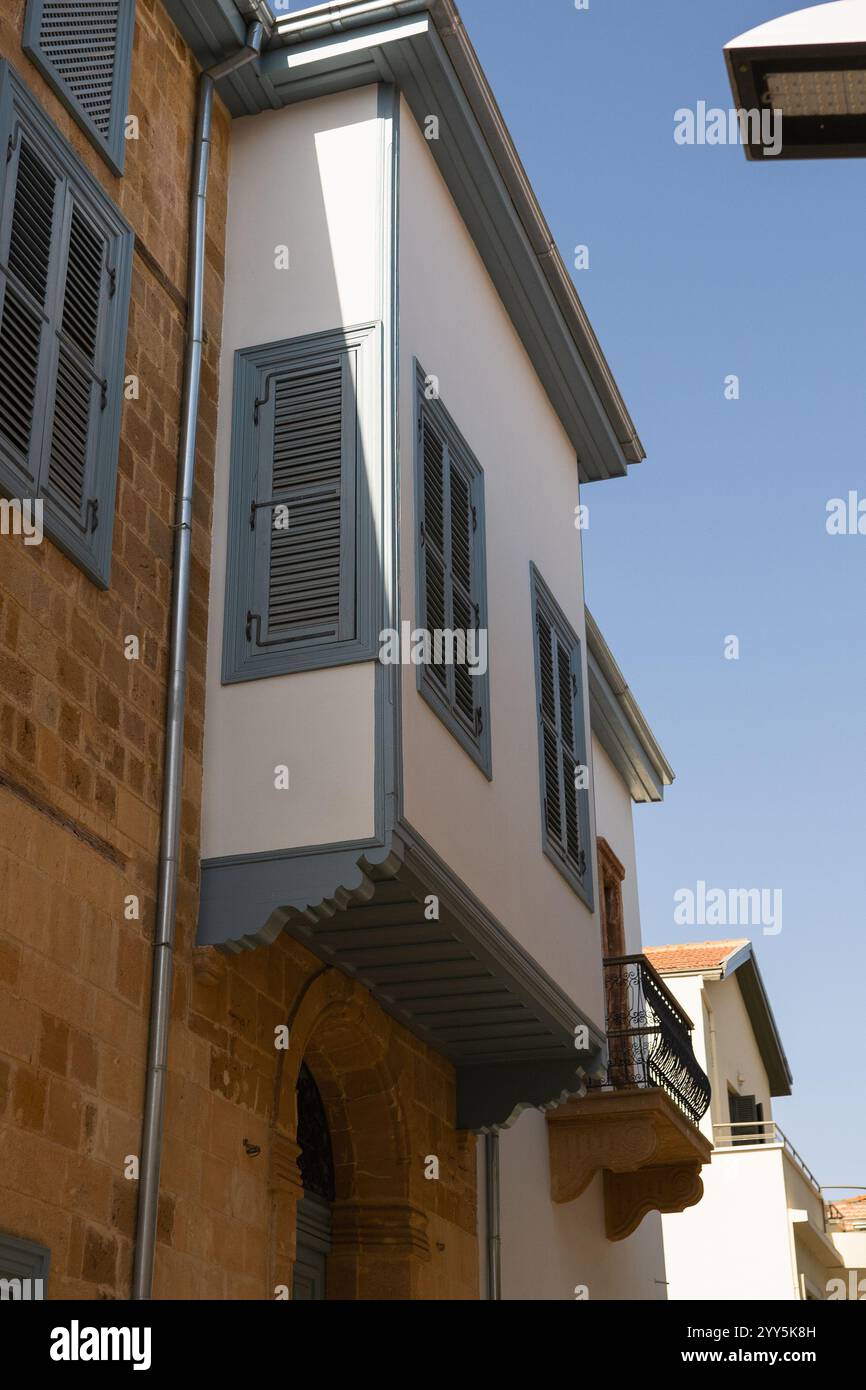A balcony type oriel,bow window in the historic part of town Nicosia ...