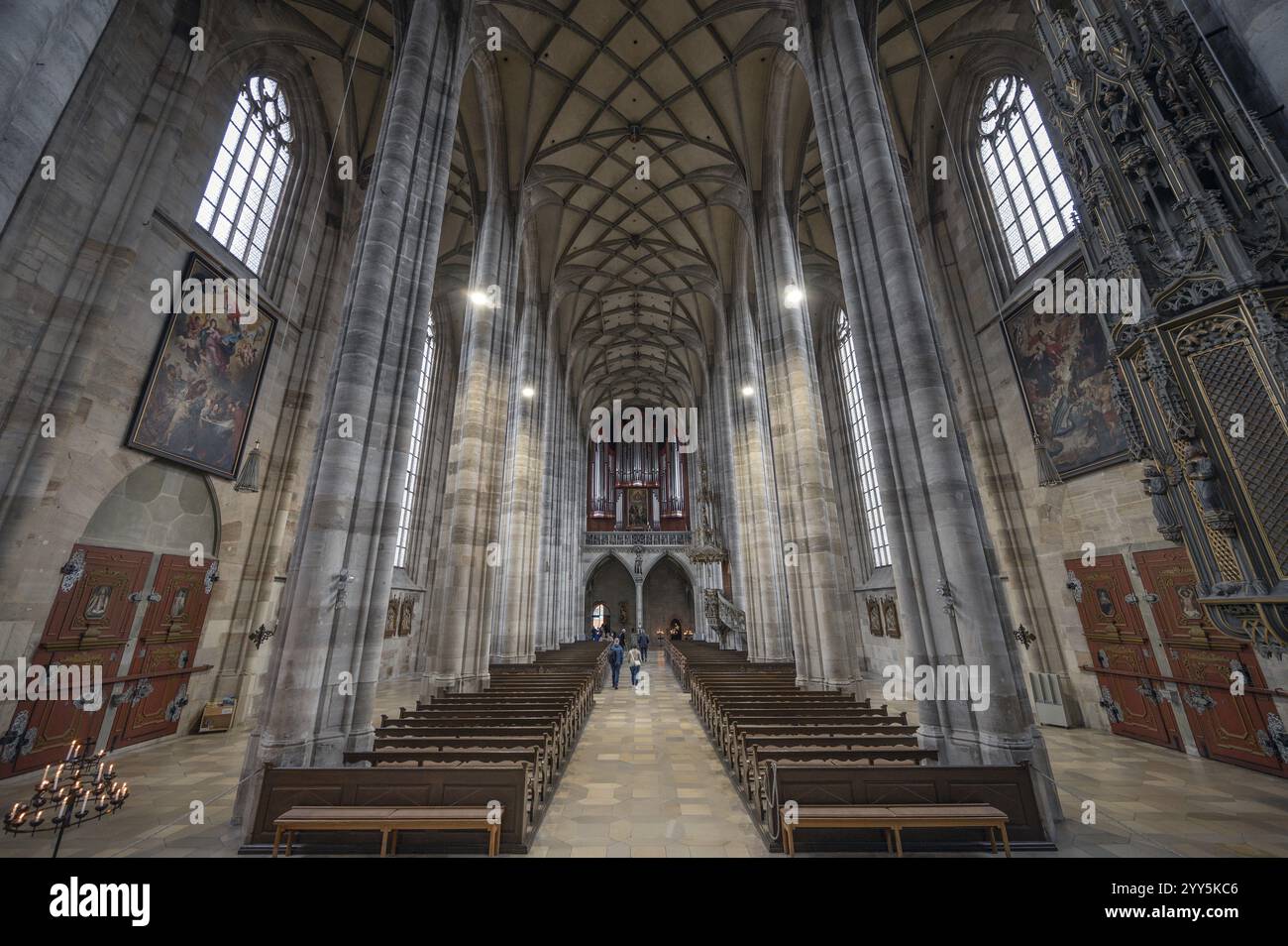 Interior with net vaulting and organ loft, organ built in 1997, late ...