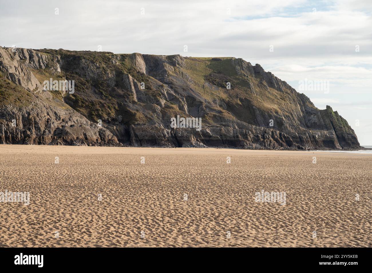 Low tide at Pobbles Beach and the headland of Shire Combe, Gower, Wales ...