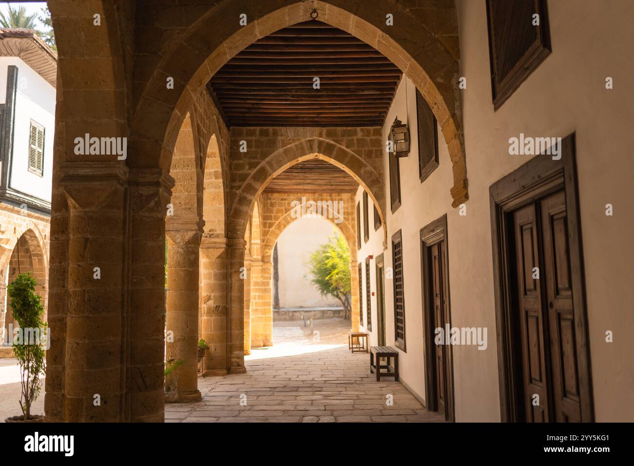 Church arch and columns in Nicosia,Cyprus. Entrance to old, antique ...