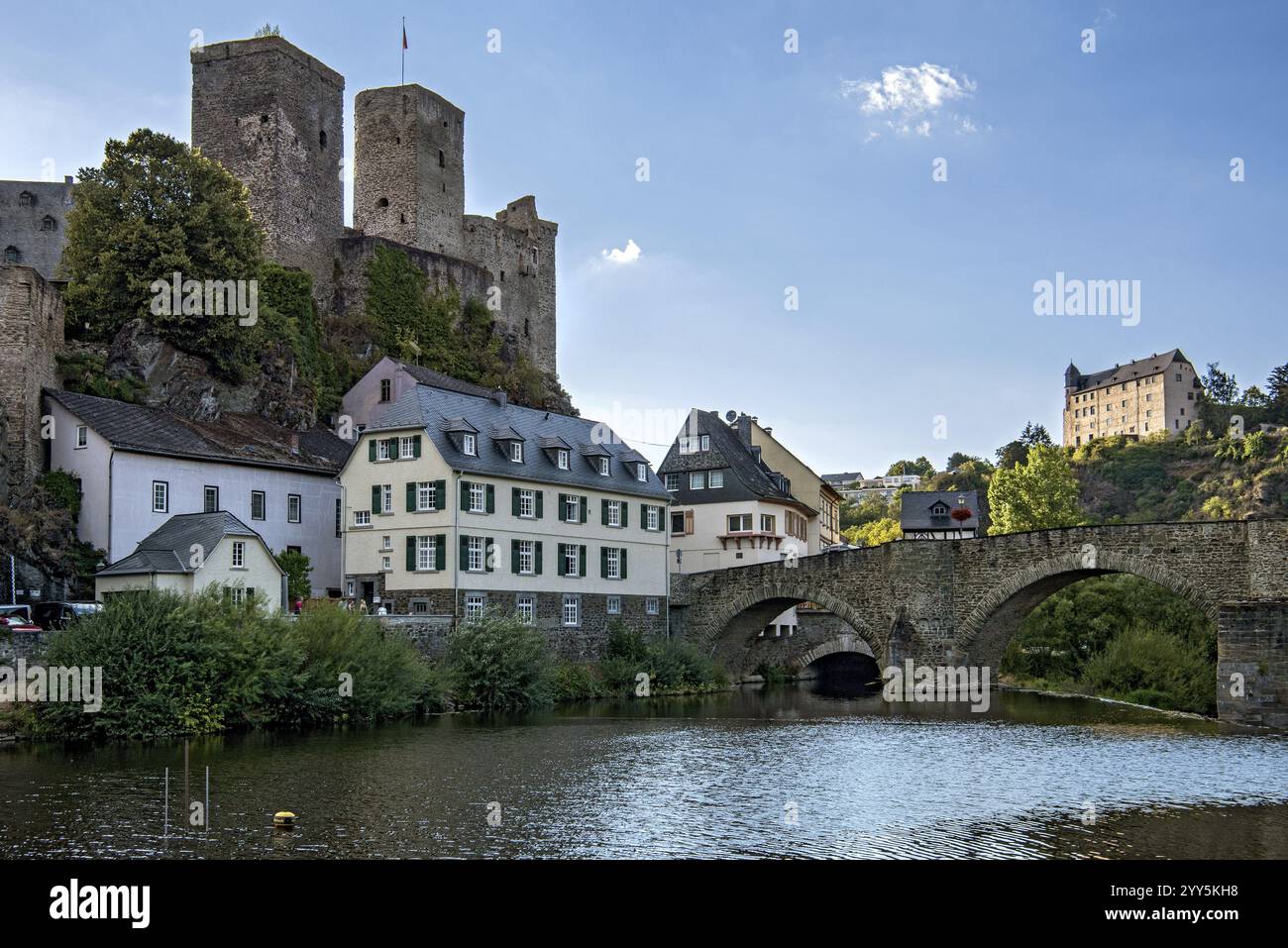Runkel Castle, hilltop castle from the high Middle Ages, ruins, old ...