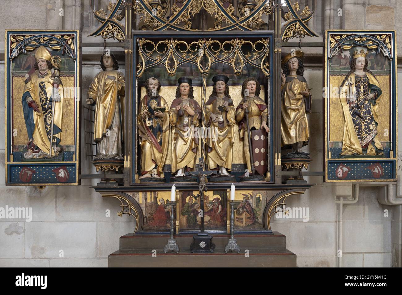 Detail of the Trinity Altar from 1470 in the late Gothic hall church of ...