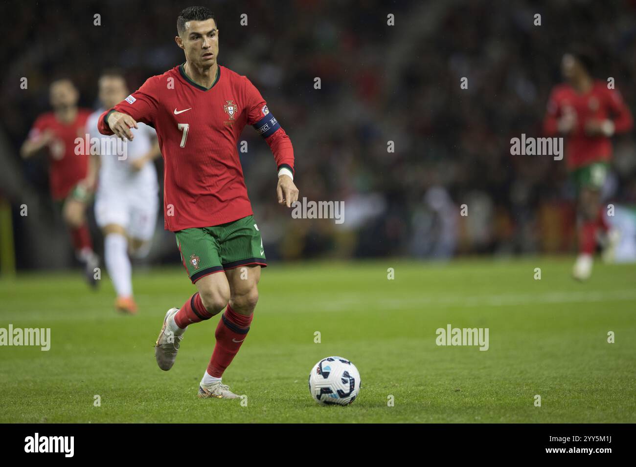 Football match, captain Cristiano RONALDO CR7 Portugal on the ball ...