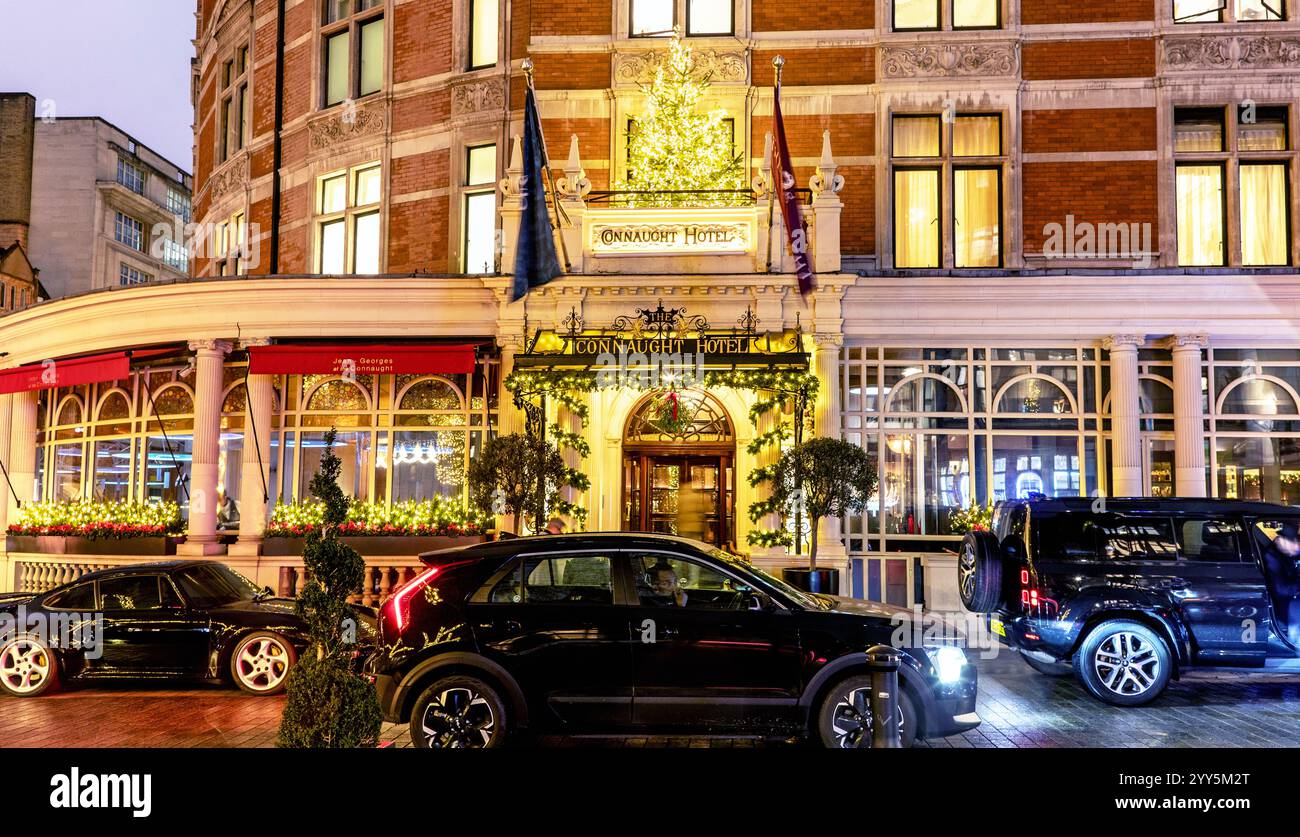 The Connaught Hotel At Christmas at Night London UK Stock Photo - Alamy