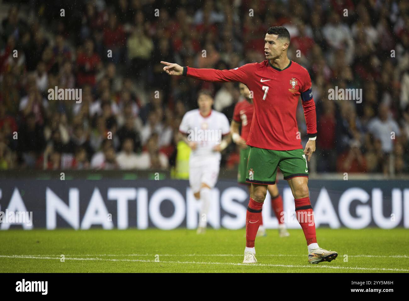 Football match, captain Cristiano RONALDO CR7 Portugal points angrily ...