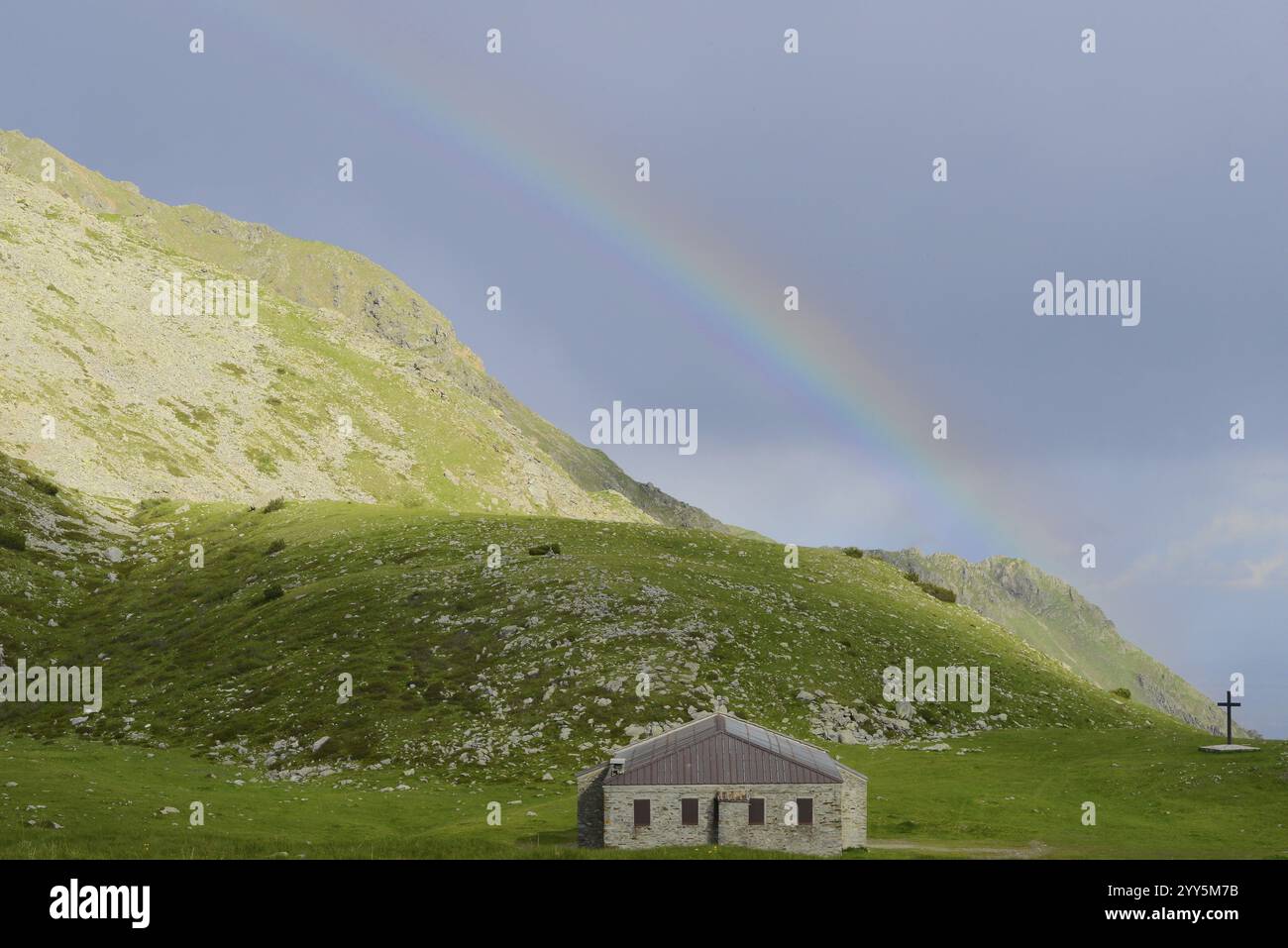 Summer rainbow on the Colle della Lombarda, Valle di Viu, Piedmont ...