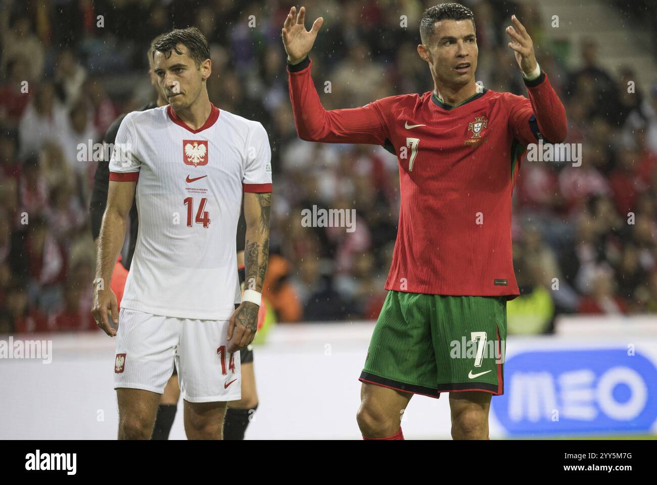 Football match, captain Cristiano RONALDO CR7 Portugal right protesting ...