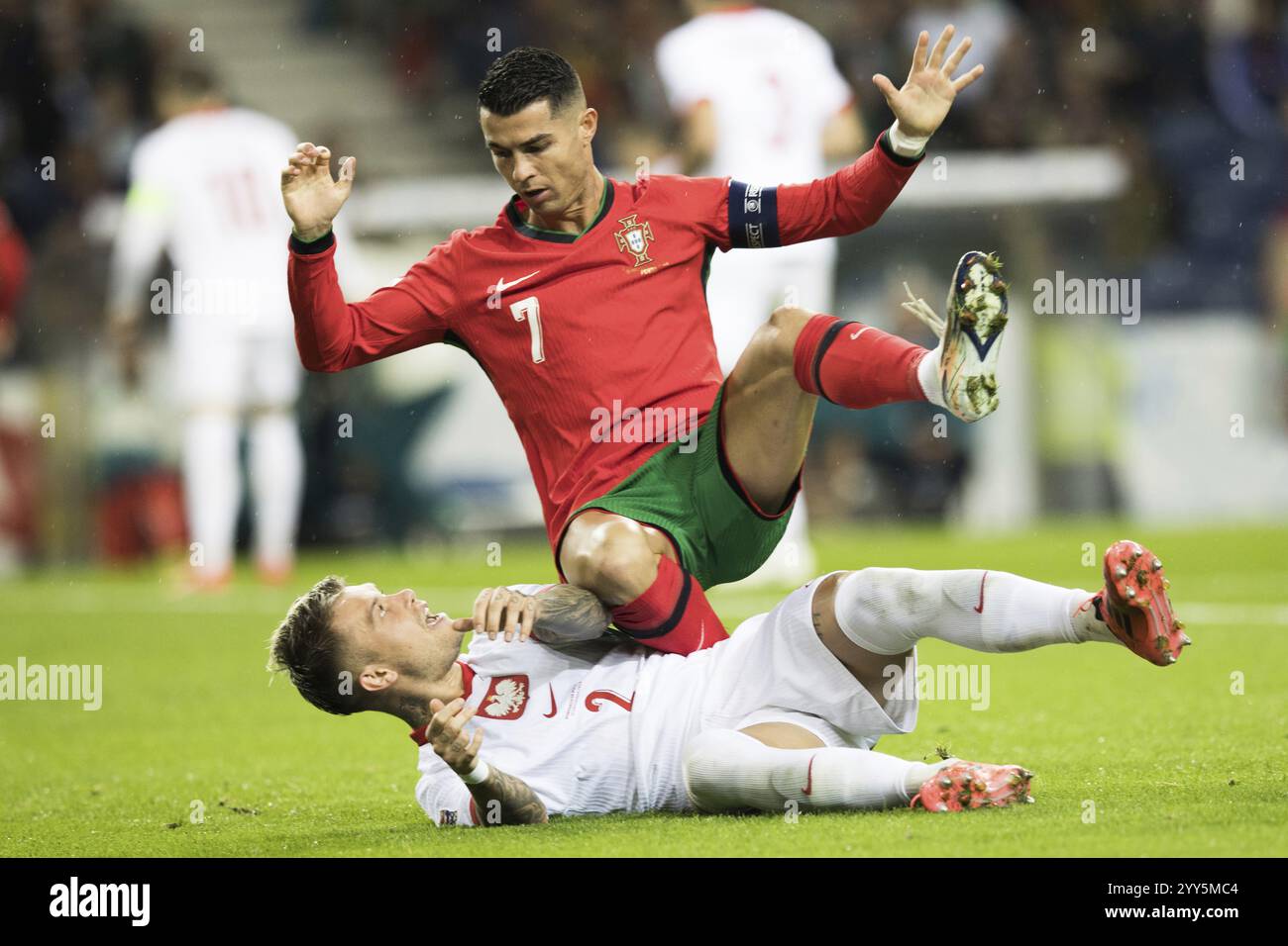 Football match, captain Cristiano RONALDO CR7 Portugal on the stomach ...