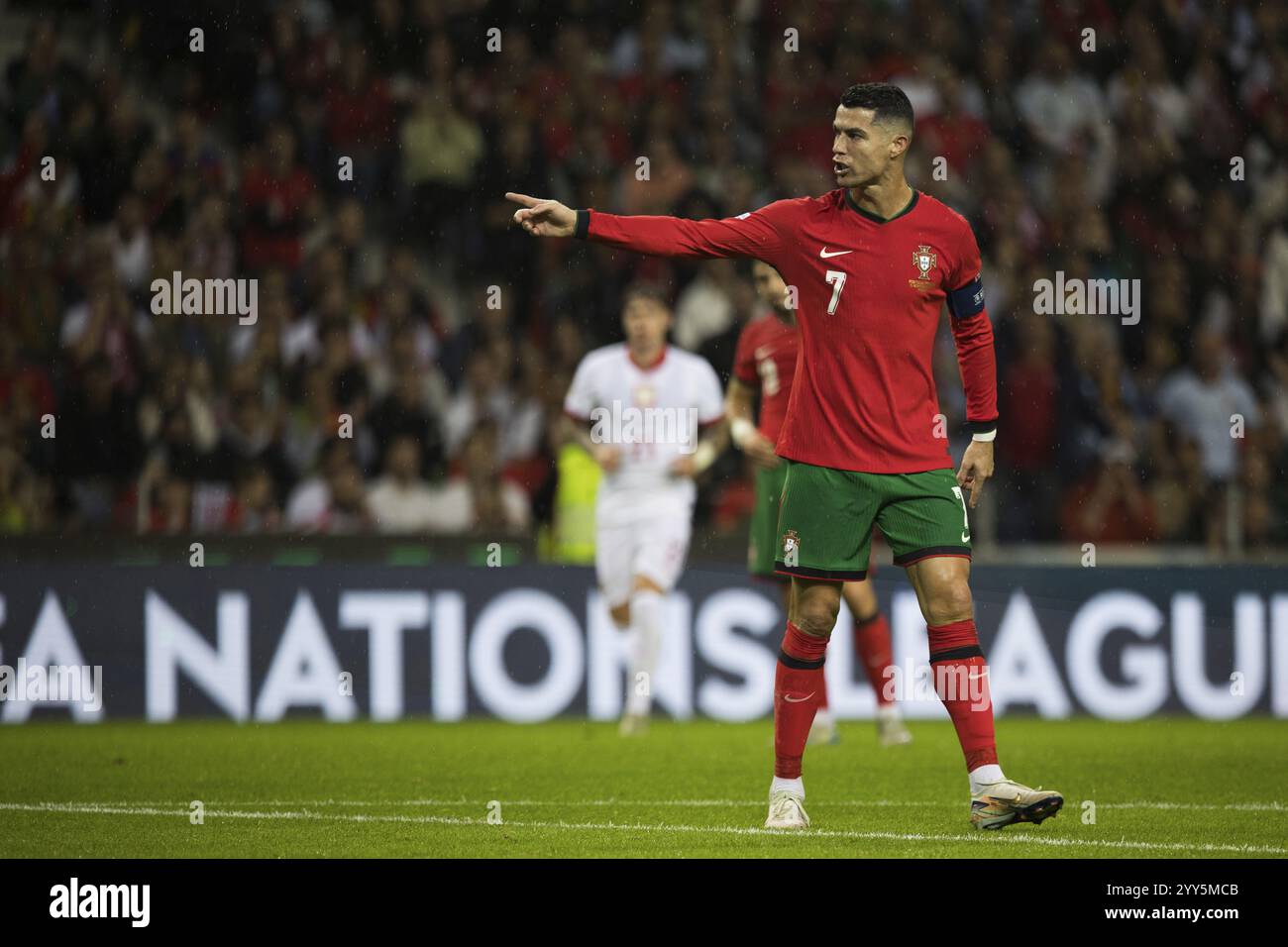 Football match, captain Cristiano RONALDO CR7 Portugal points angrily ...